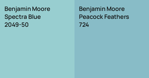 Benjamin Moore Spectra Blue vs. Benjamin Moore Peacock Feathers comparison