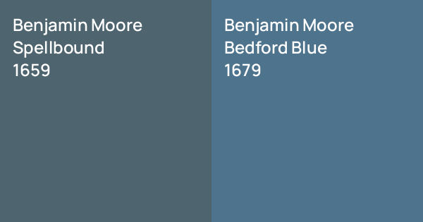 Benjamin Moore Spellbound vs. Benjamin Moore Bedford Blue comparison