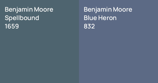 Benjamin Moore Spellbound vs. Benjamin Moore Blue Heron comparison