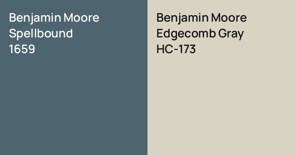 Benjamin Moore Spellbound vs. Benjamin Moore Edgecomb Gray comparison