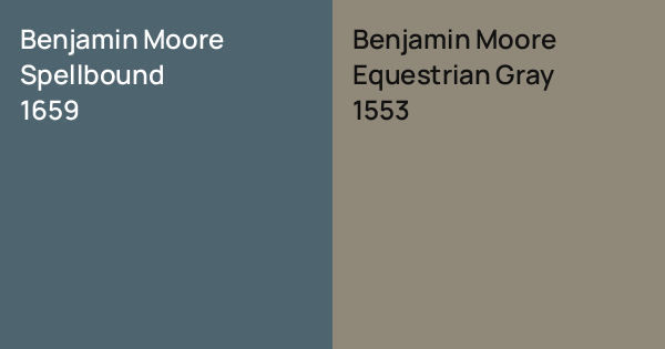 Benjamin Moore Spellbound vs. Benjamin Moore Equestrian Gray comparison