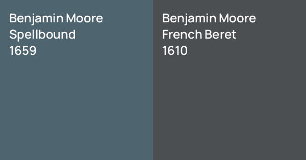 Benjamin Moore Spellbound vs. Benjamin Moore French Beret comparison