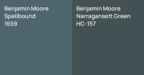 Benjamin Moore Spellbound vs. Benjamin Moore Narragansett Green comparison