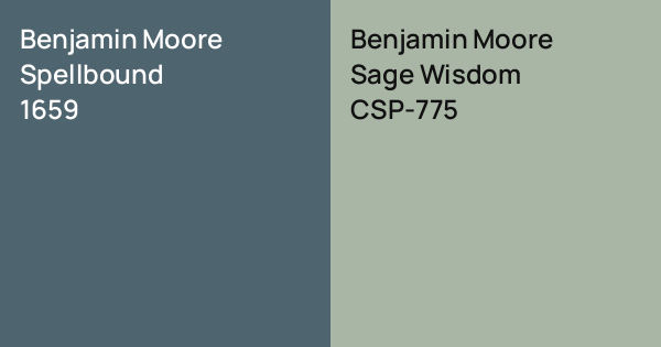 Benjamin Moore Spellbound vs. Benjamin Moore Sage Wisdom comparison