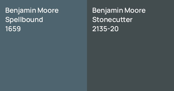Benjamin Moore Spellbound vs. Benjamin Moore Stonecutter comparison
