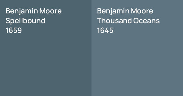 Benjamin Moore Spellbound vs. Benjamin Moore Thousand Oceans comparison