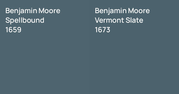 Benjamin Moore Spellbound vs. Benjamin Moore Vermont Slate comparison