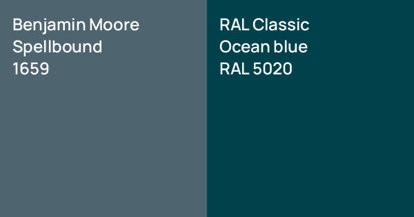 Benjamin Moore Spellbound vs. RAL Classic Ocean blue comparison