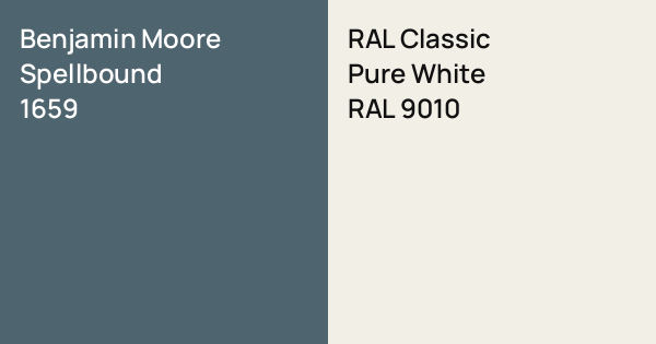 Benjamin Moore Spellbound vs. RAL Classic Pure White comparison