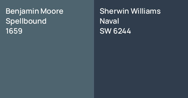 Benjamin Moore Spellbound vs. Sherwin Williams Naval comparison