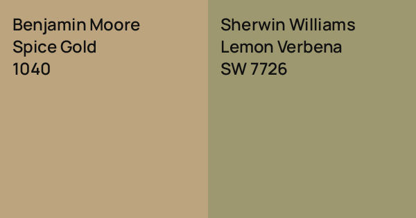 Benjamin Moore Spice Gold vs. Sherwin Williams Lemon Verbena comparison