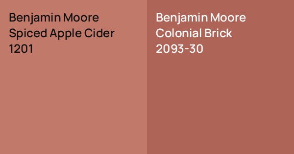 Benjamin Moore Spiced Apple Cider vs. Benjamin Moore Colonial Brick ...