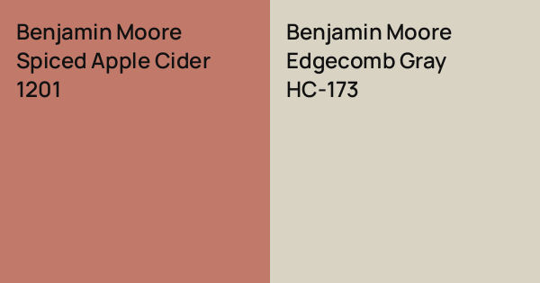 Benjamin Moore Spiced Apple Cider vs. Benjamin Moore Edgecomb Gray ...