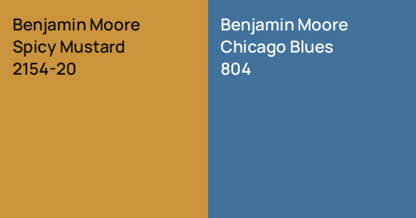 Benjamin Moore Spicy Mustard vs. Benjamin Moore Chicago Blues comparison