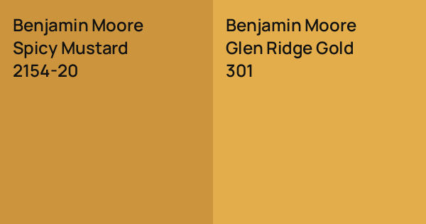 Benjamin Moore Spicy Mustard vs. Benjamin Moore Glen Ridge Gold comparison