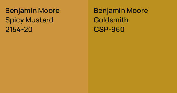 Benjamin Moore Spicy Mustard vs. Benjamin Moore Goldsmith comparison