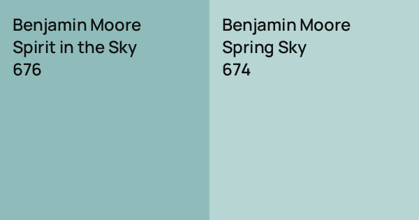 Benjamin Moore Spirit in the Sky vs. Benjamin Moore Spring Sky comparison