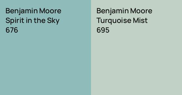 Benjamin Moore Spirit in the Sky vs. Benjamin Moore Turquoise Mist ...
