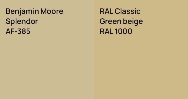 Benjamin Moore Splendor vs. RAL Classic Green beige comparison