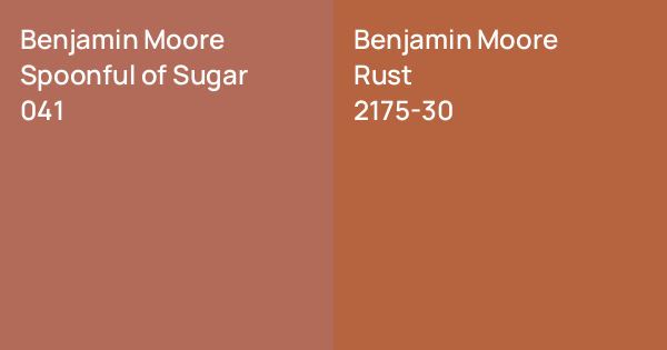 Benjamin Moore Spoonful of Sugar vs. Benjamin Moore Rust comparison