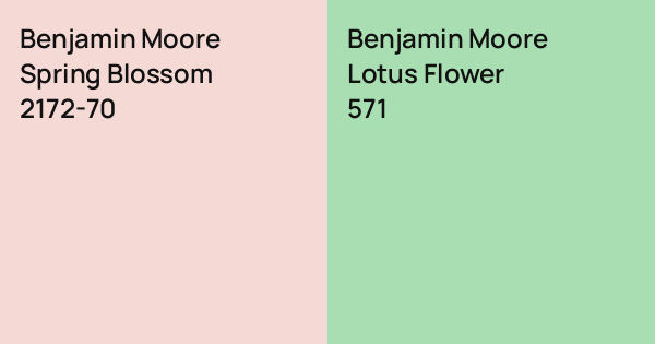 Benjamin Moore Spring Blossom vs. Benjamin Moore Lotus Flower comparison