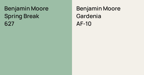 Benjamin Moore Spring Break vs. Benjamin Moore Gardenia comparison