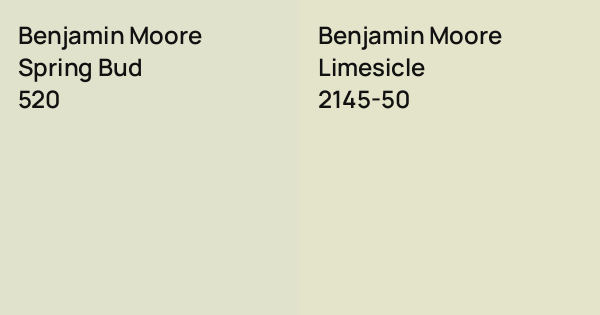 Benjamin Moore Spring Bud vs. Benjamin Moore Limesicle comparison
