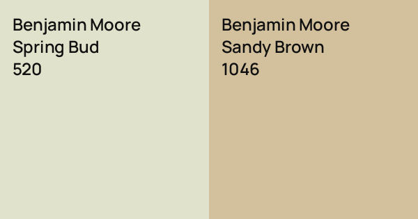 Benjamin Moore Spring Bud vs. Benjamin Moore Sandy Brown comparison