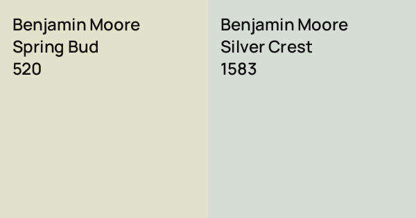 Benjamin Moore Spring Bud vs. Benjamin Moore Silver Crest comparison