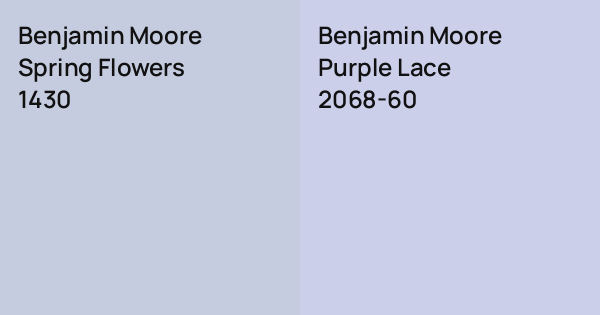 Benjamin Moore Spring Flowers vs. Benjamin Moore Purple Lace comparison