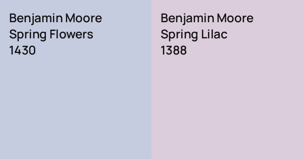 Benjamin Moore Spring Flowers vs. Benjamin Moore Spring Lilac comparison