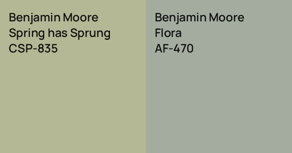 Benjamin Moore Spring has Sprung vs. Benjamin Moore Flora comparison
