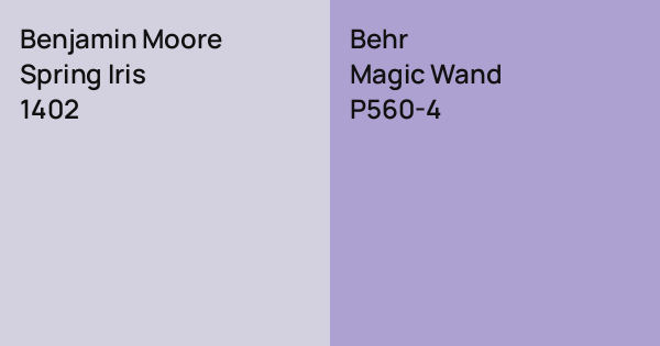 Benjamin Moore Spring Iris vs. Behr Magic Wand comparison