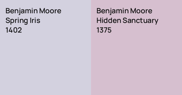 Benjamin Moore Spring Iris vs. Benjamin Moore Hidden Sanctuary comparison
