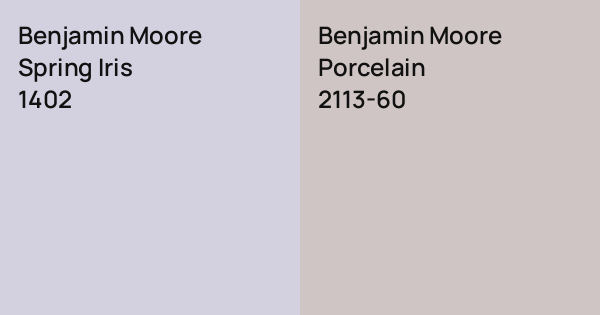Benjamin Moore Spring Iris vs. Benjamin Moore Porcelain comparison