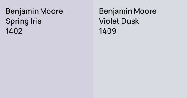 Benjamin Moore Spring Iris vs. Benjamin Moore Violet Dusk comparison