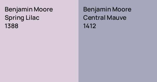 Benjamin Moore Spring Lilac vs. Benjamin Moore Central Mauve comparison