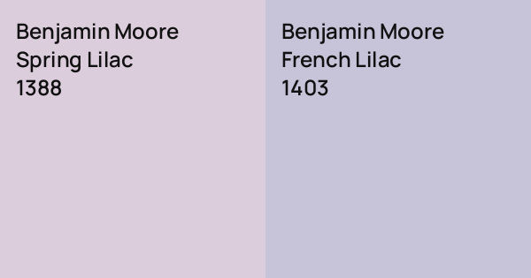 Benjamin Moore Spring Lilac vs. Benjamin Moore French Lilac comparison