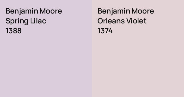 Benjamin Moore Spring Lilac vs. Benjamin Moore Orleans Violet comparison