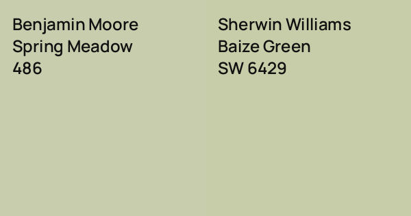 Benjamin Moore Spring Meadow vs. Sherwin Williams Baize Green comparison