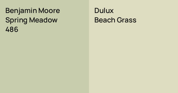 Benjamin Moore Spring Meadow vs. Dulux Beach Grass comparison