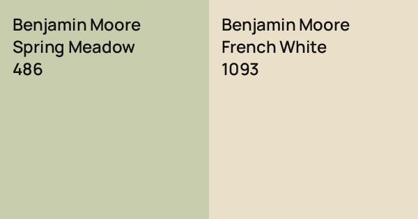 Benjamin Moore Spring Meadow vs. Benjamin Moore French White comparison