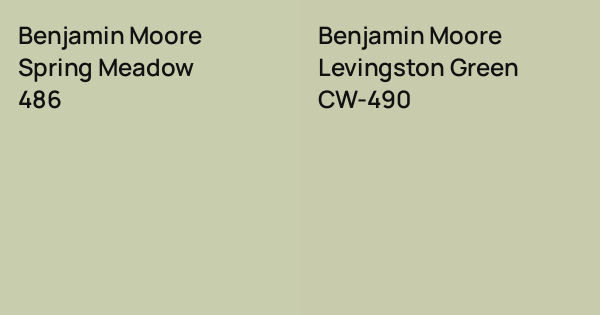 Benjamin Moore Spring Meadow vs. Benjamin Moore Levingston Green comparison