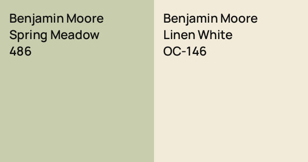 Benjamin Moore Spring Meadow vs. Benjamin Moore Linen White comparison