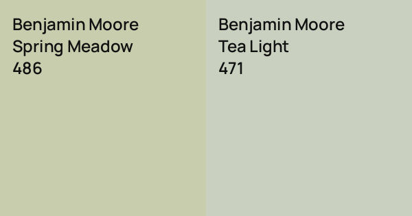 Benjamin Moore Spring Meadow vs. Benjamin Moore Tea Light comparison