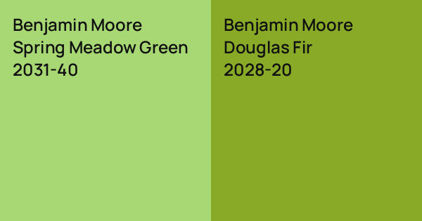 Benjamin Moore Spring Meadow Green vs. Benjamin Moore Douglas Fir ...