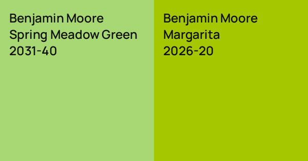 Benjamin Moore Spring Meadow Green vs. Benjamin Moore Margarita comparison