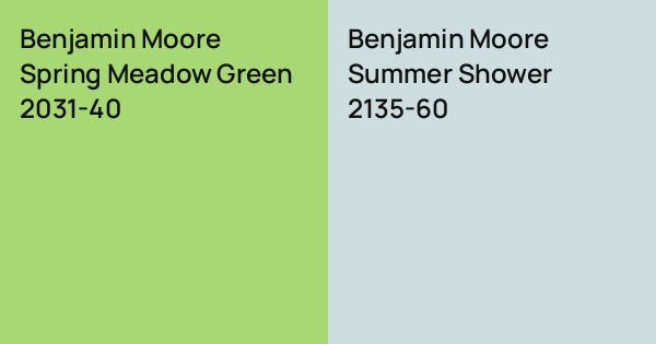 Benjamin Moore Spring Meadow Green vs. Benjamin Moore Summer Shower ...