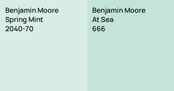 Benjamin Moore Spring Mint vs. Benjamin Moore At Sea comparison