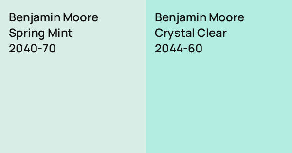 Benjamin Moore Spring Mint vs. Benjamin Moore Crystal Clear comparison